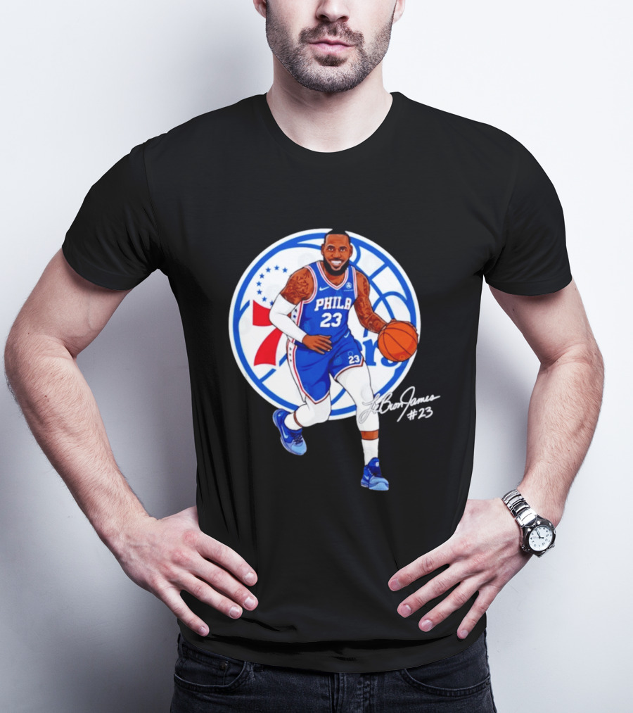 Philadelphia 76ers 23 LeBron James Blue Basketball Phila 76ers T-Shirt
