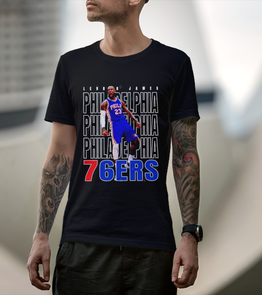 LeBron James Philadelphia 76ers Scream Vintage Style Jersey T-Shirt