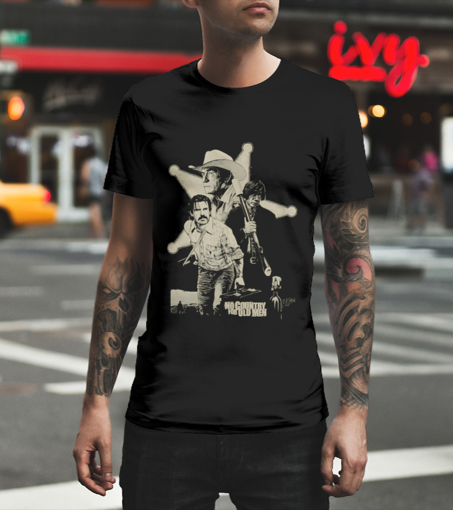 No Country For Old Men Llewelyn Moss Anton Chigurh Sheriff Bell Iconic Trio T-Shirt