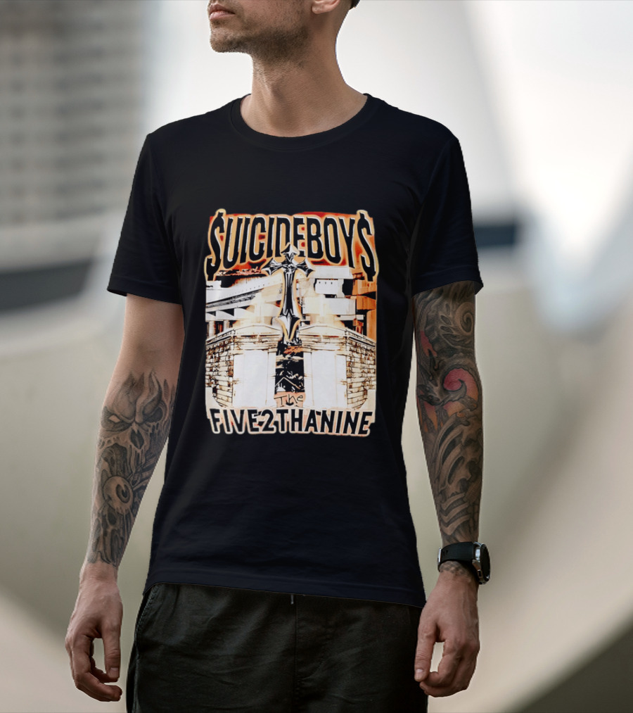 SUICIDEBOYS The Five2thanine Gothic Cross Block Letters T-Shirt