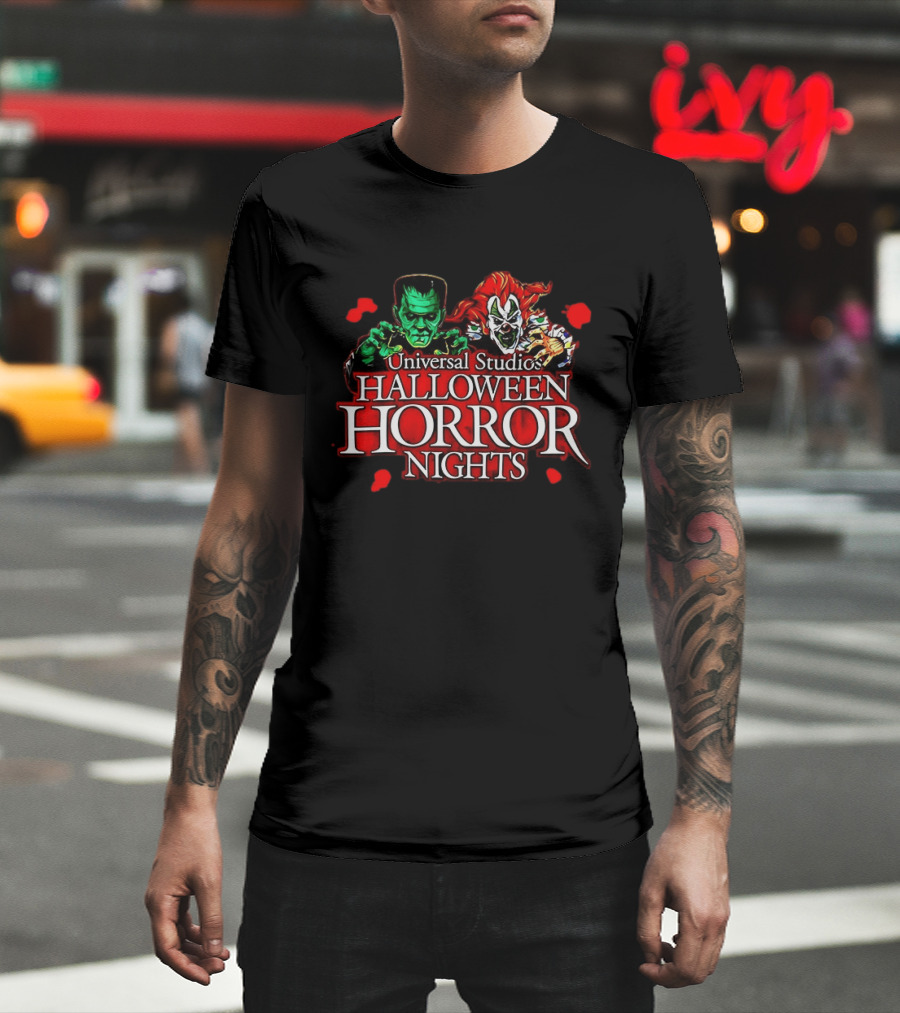 Universal Studios Halloween Horror Nights 2026 Classic Monsters And Killer Clowns T-Shirt
