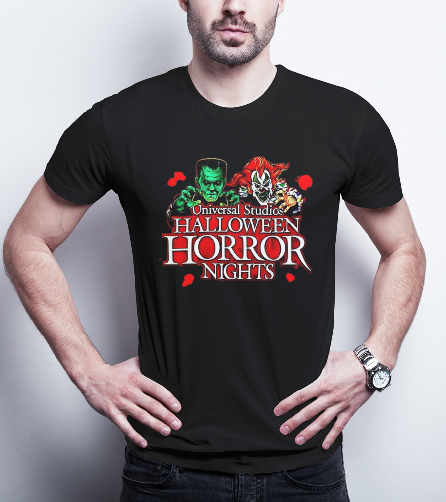 Universal Studios Halloween Horror Nights 2026 Classic Monsters And Killer Clowns T-Shirt