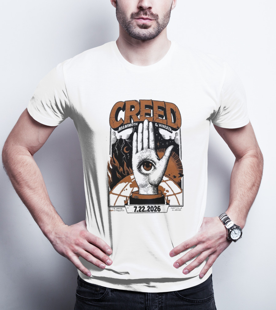 Creed Huntsville Alabama 2026 Event Orion Amphitheater July 22 Eye In Hand T-Shirt
