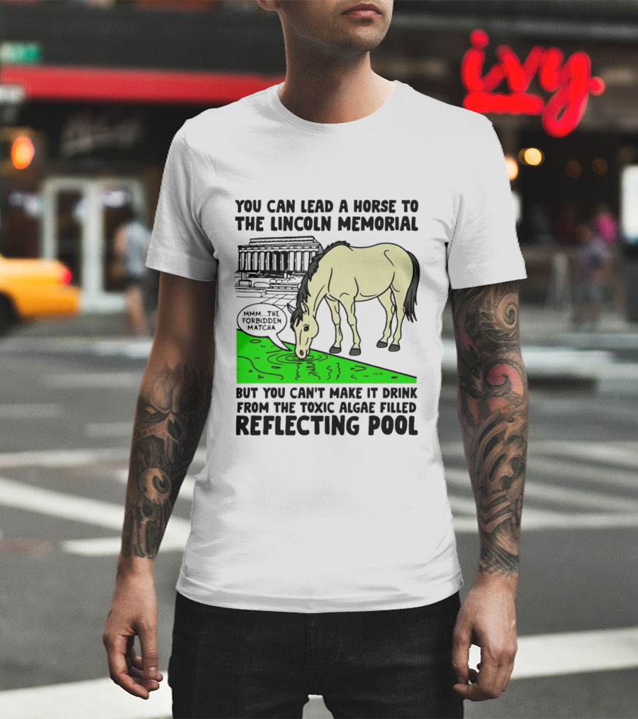 You Can Lead A Horse To The Lincoln Memorial Nnmm This Forbidden Matcha Toxic Algae Filled Reflecting Pool T-Shirt