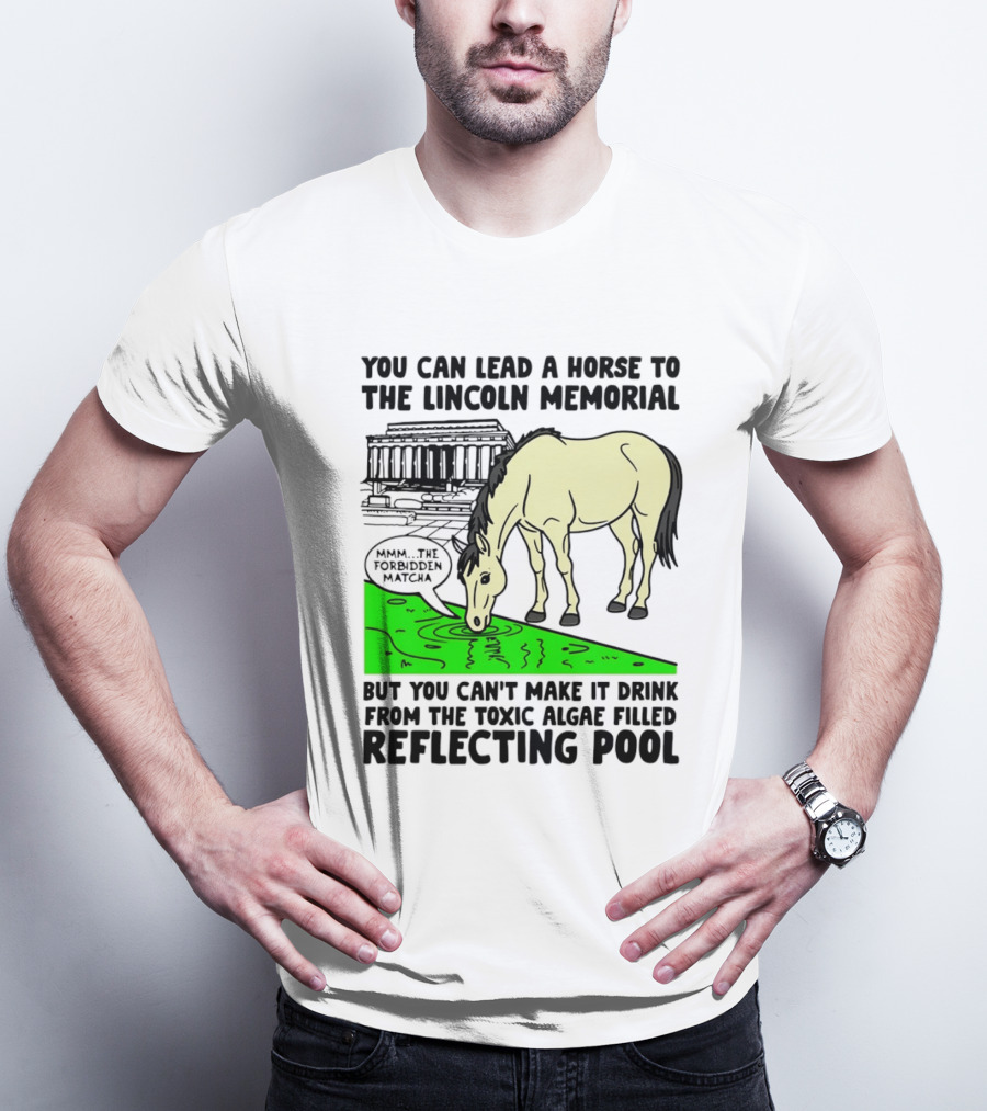 You Can Lead A Horse To The Lincoln Memorial Nnmm This Forbidden Matcha Toxic Algae Filled Reflecting Pool T-Shirt