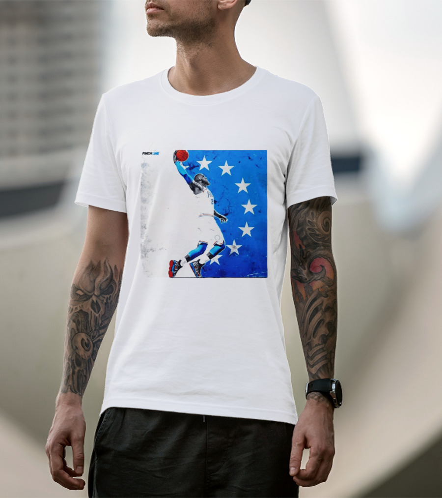 LeBron James Philadelphia 76ers Finish Line Stars Basketball Dunk T-Shirt