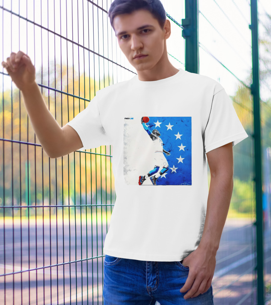 LeBron James Philadelphia 76ers Finish Line Stars Basketball Dunk T-Shirt