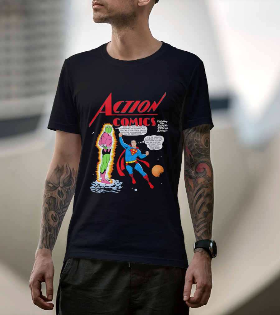 Action Comics Superman I Dare You To Capture Me Super Duel In Space T-Shirt