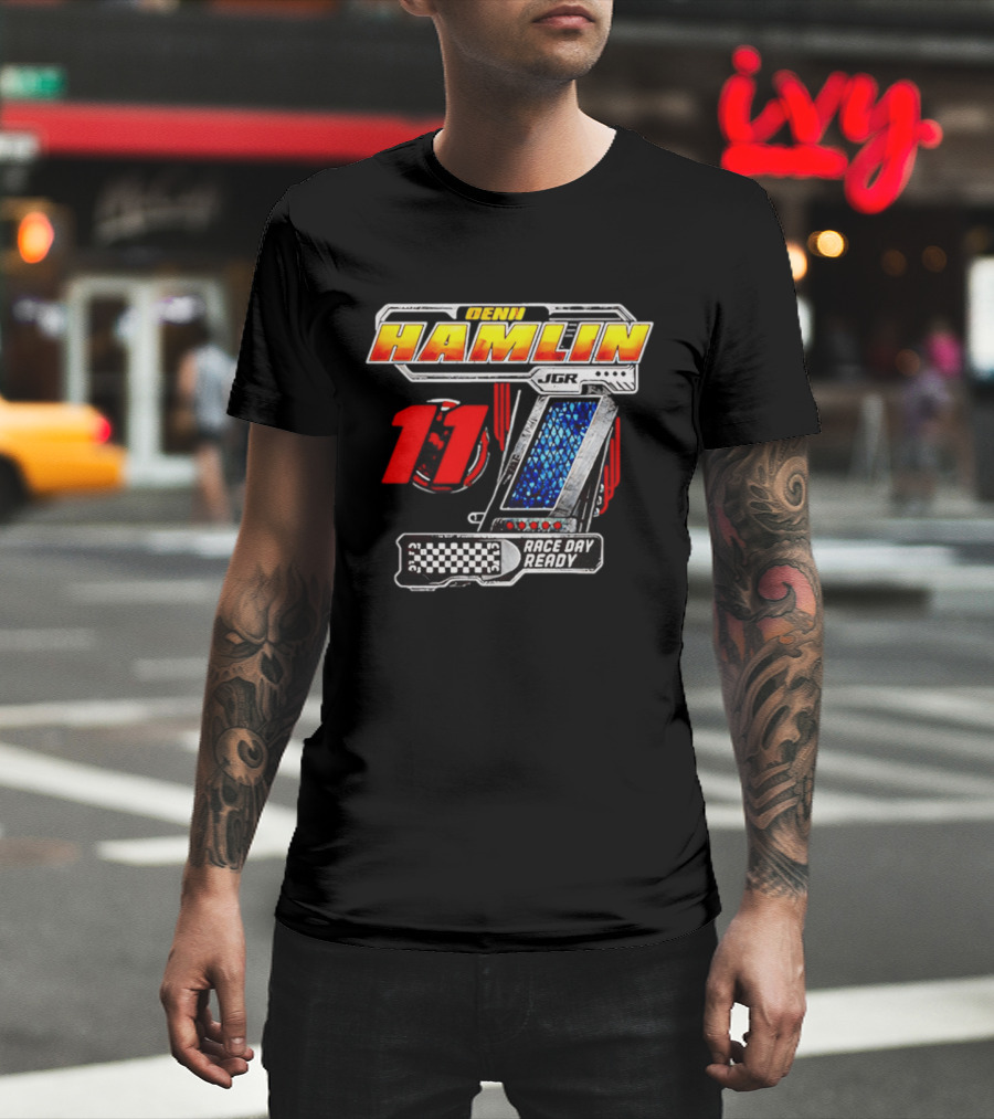 Denny Hamlin Joe Gibbs Racing 11 Race Day Ready Checkerboard Speedometer T-Shirt