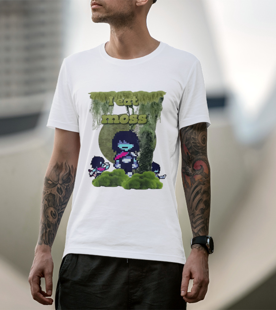 Deltarune I Eat Moss Pixel Art With Character And Mossy T-Shirt