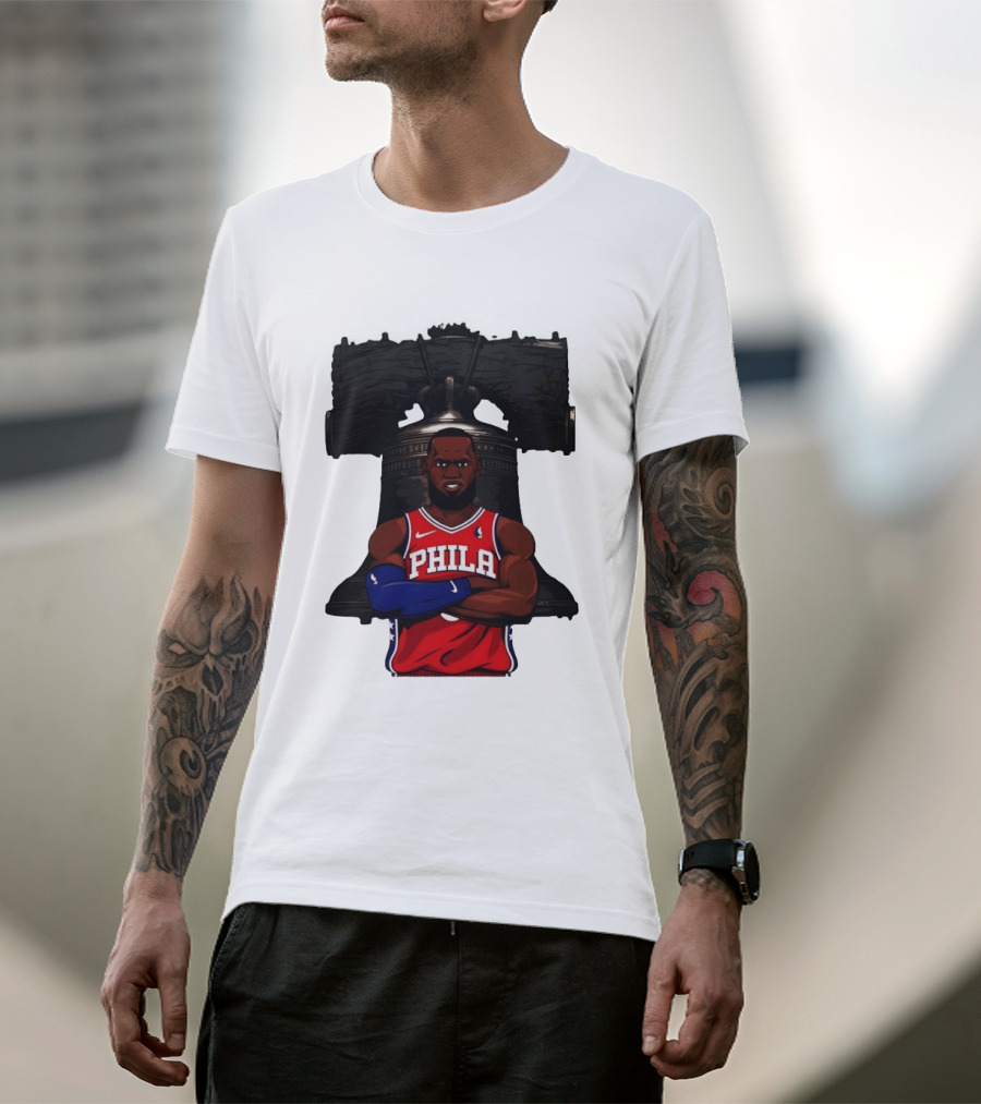 Philadelphia 76ers 2026 LeBron James Liberty Bell Basketball T-Shirt