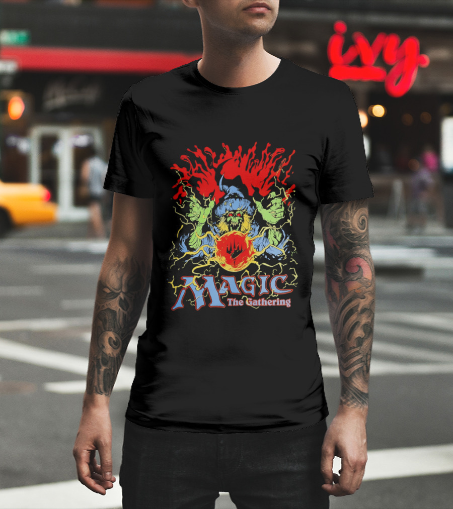 Magic The Gathering Wizard Elemental Spellcaster Mystical Flames T-Shirt