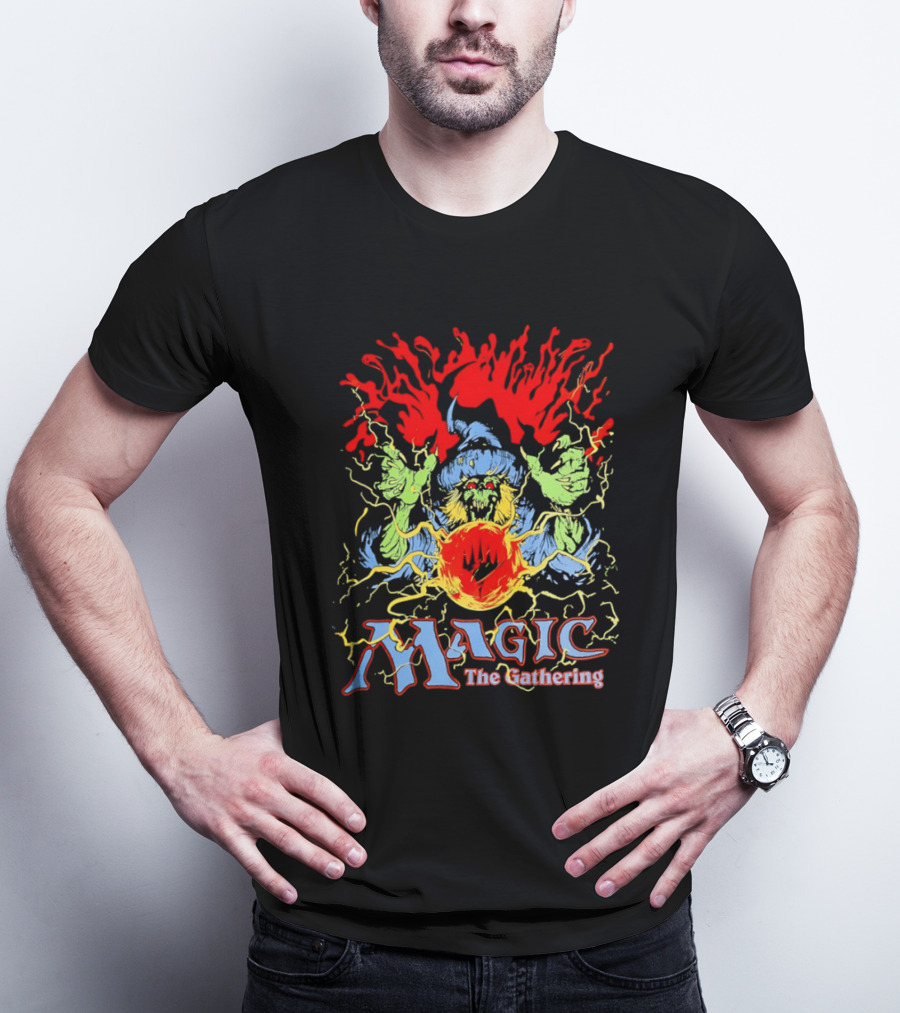 Magic The Gathering Wizard Elemental Spellcaster Mystical Flames T-Shirt