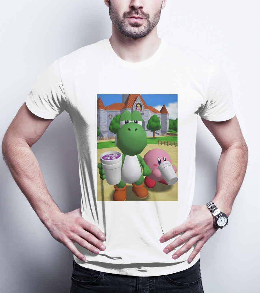 Yoshi Kirby Lean Purple Drink Castle Scene T-Shirt