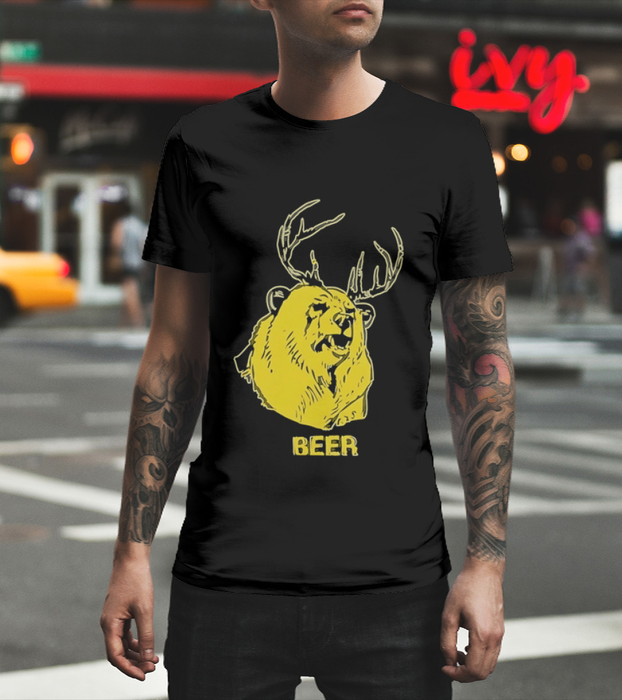 Beer Antlered Bear T-Shirt
