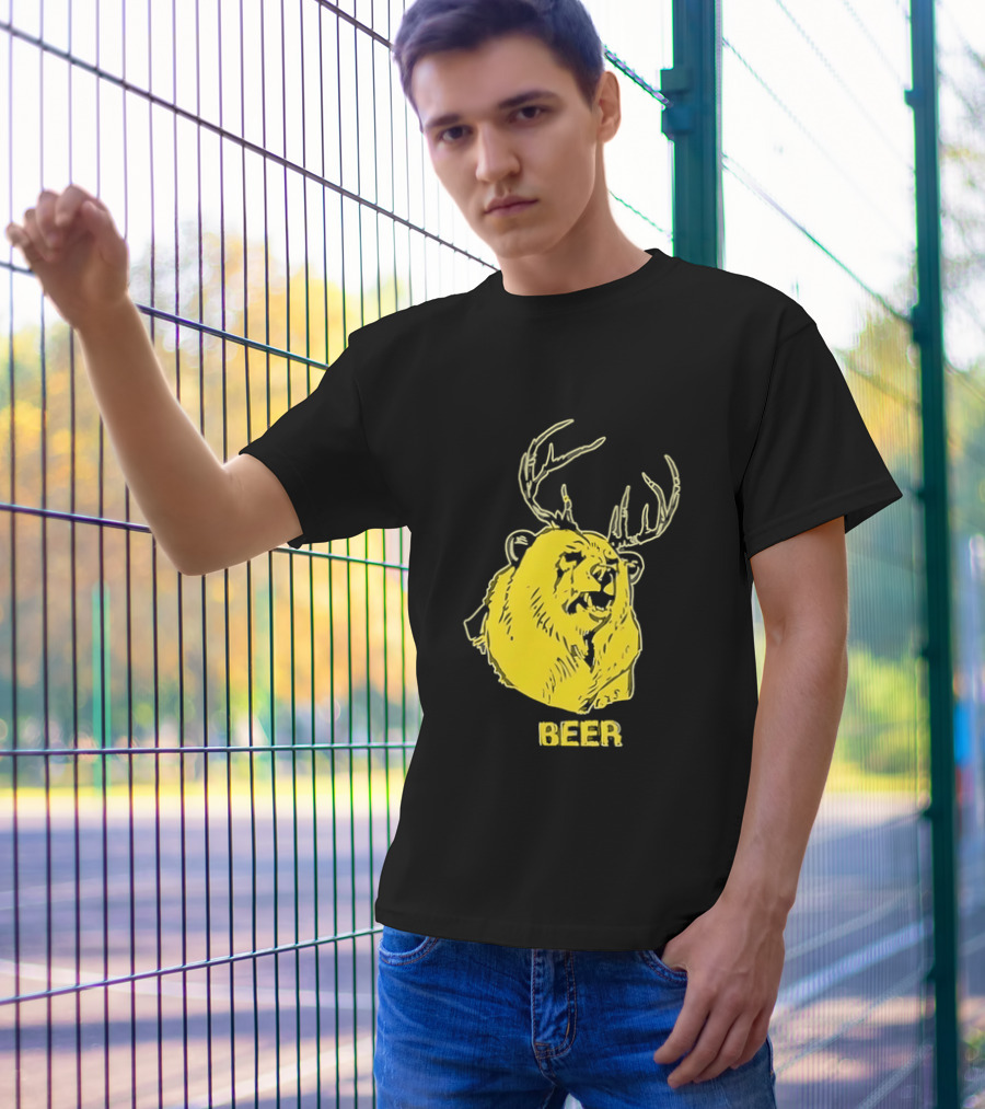 Beer Antlered Bear T-Shirt