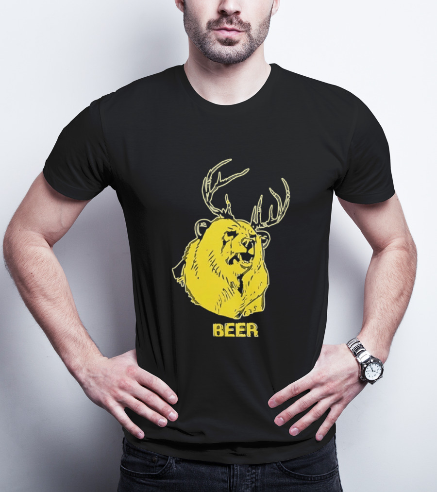 Beer Antlered Bear T-Shirt