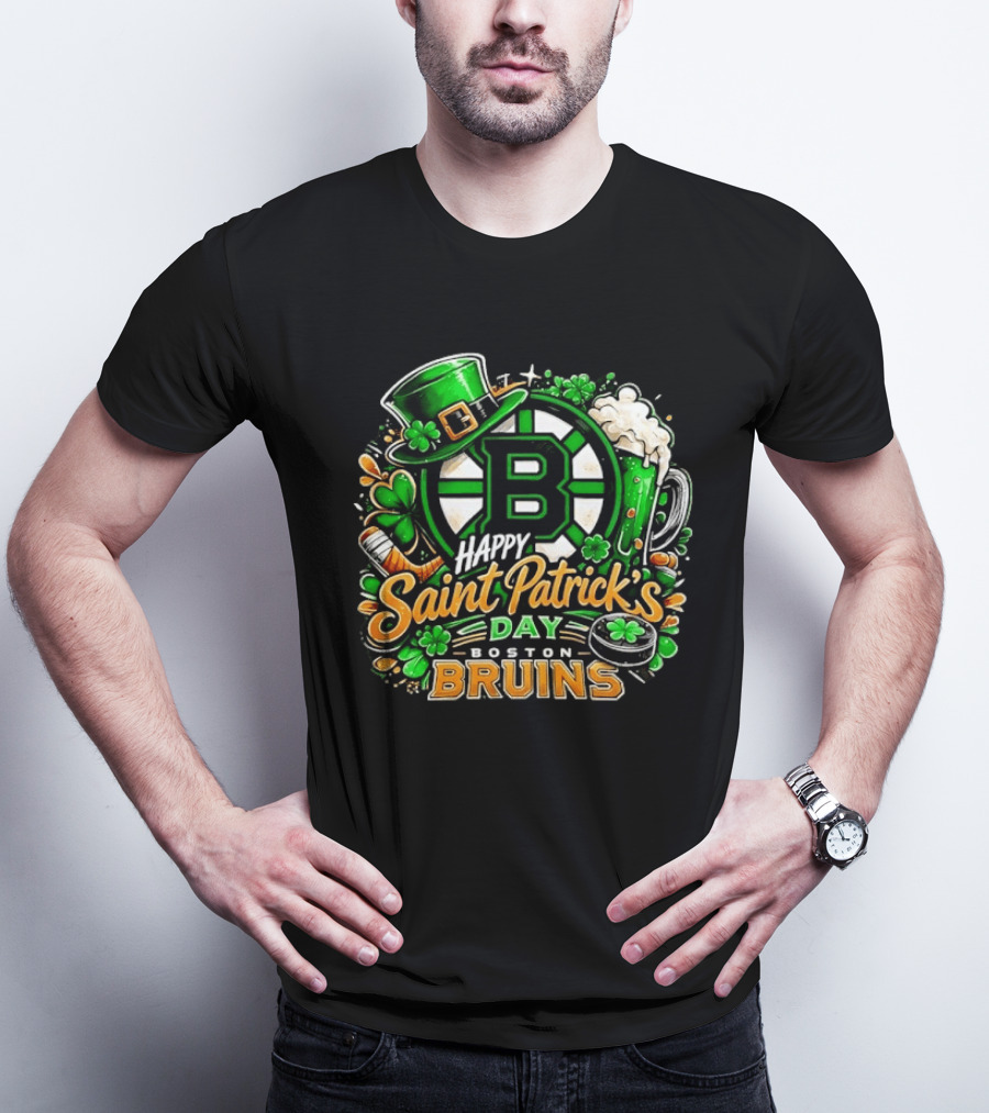 Boston Bruins St. Patrick's Day 2026 Celebration Hockey Team Florals T-Shirt