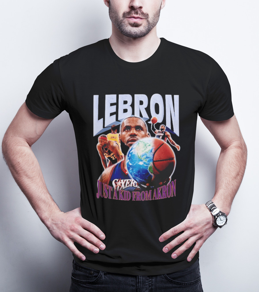 LeBron James Just A Kid From Akron Philadelphia 76ers T-Shirt