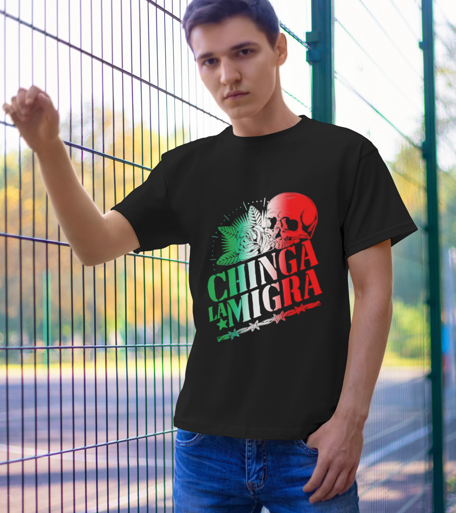 Chinga La Migra Skull Rose Immigration Reform T-Shirt