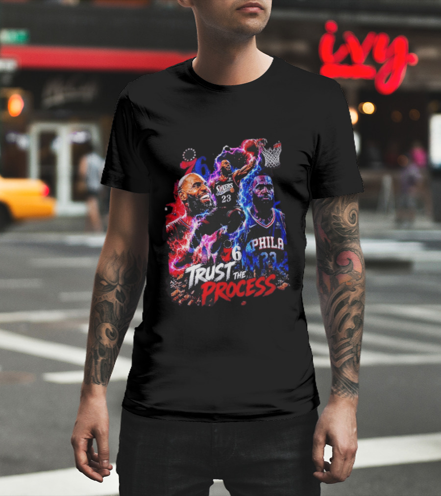 LeBron James Philadelphia 76ers 23 Trust The Process 76 Lightning Energy T-Shirt
