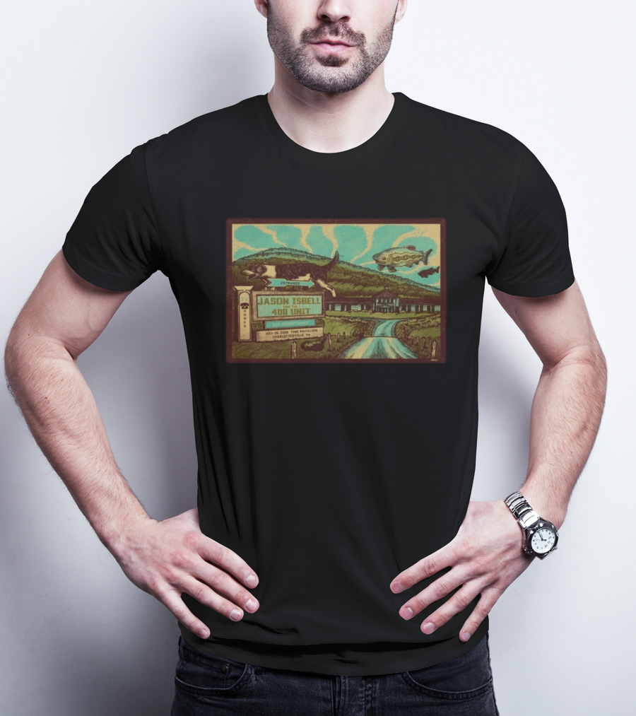 Jason Isbell And The 400 Unit July 26 2026 Ting Pavilion Charlottesville VA Concert With Dog Fish Farmhouse Scene T-Shirt
