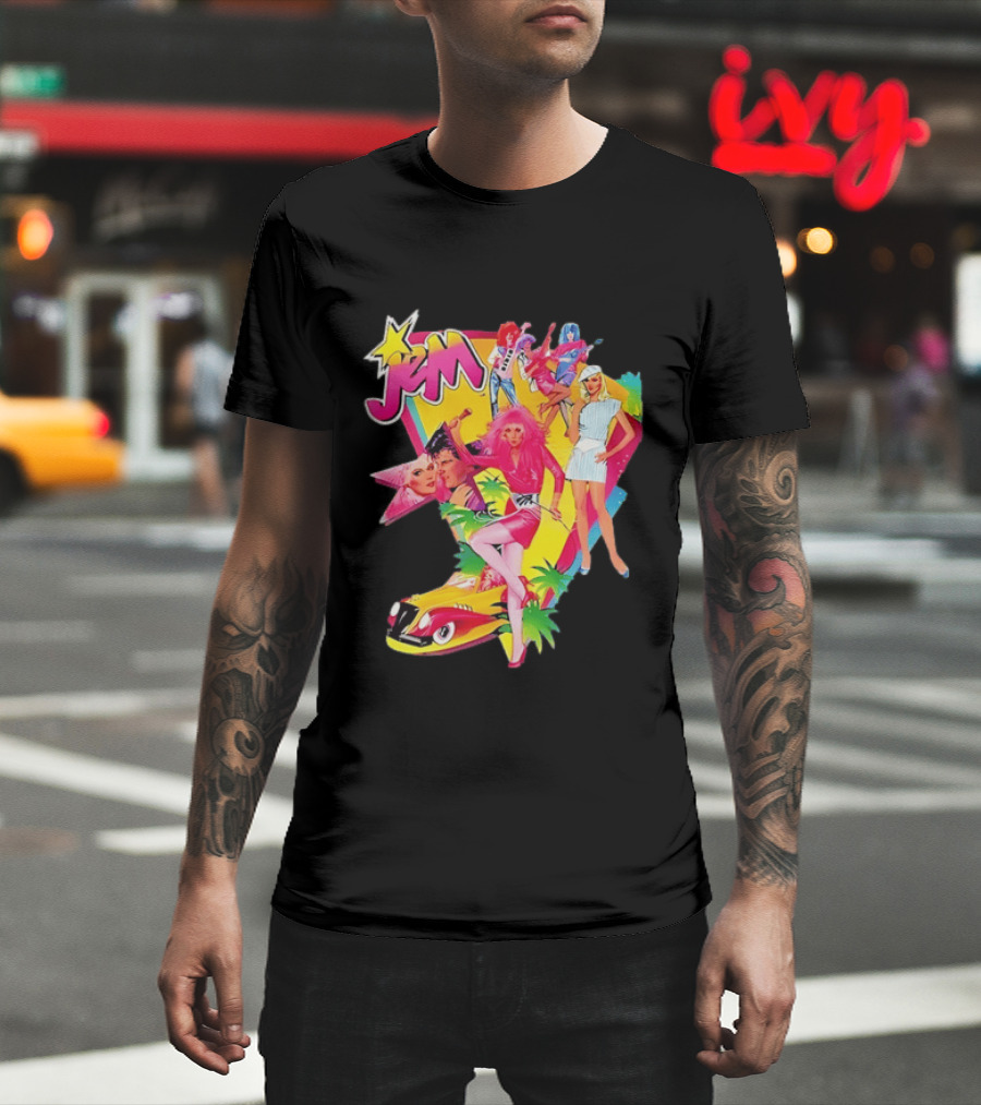 Jem 80s Cartoon Band Pop Music Star Singer Fashion Aesthetic Retro Characters T-Shirt