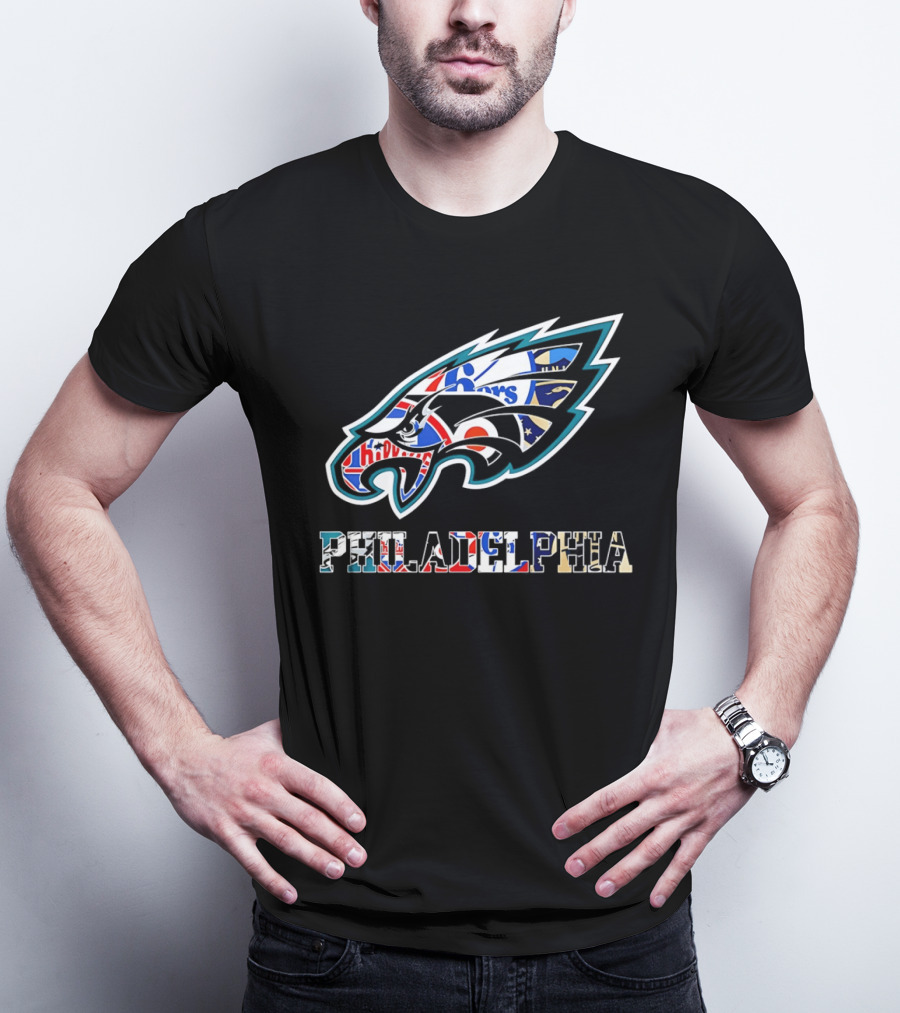 Philadelphia Eagles Phillies Flyers 76ers Team Mashup T-Shirt