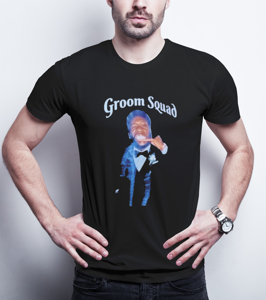 Groom Squad Tuxedo Finger Point Man T-Shirt