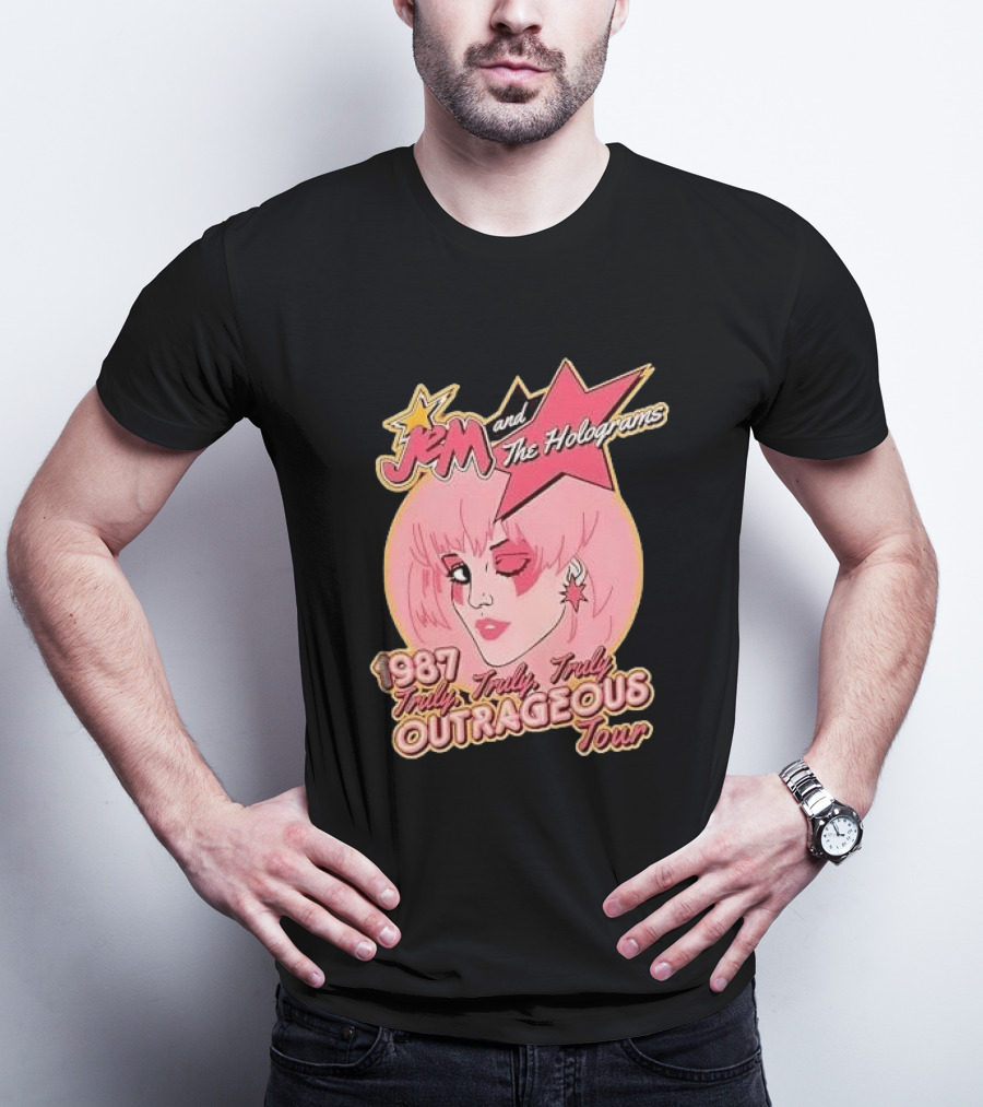1987 Truly Outrageous Tour Jem And The Holograms Retro Pink Star T-Shirt