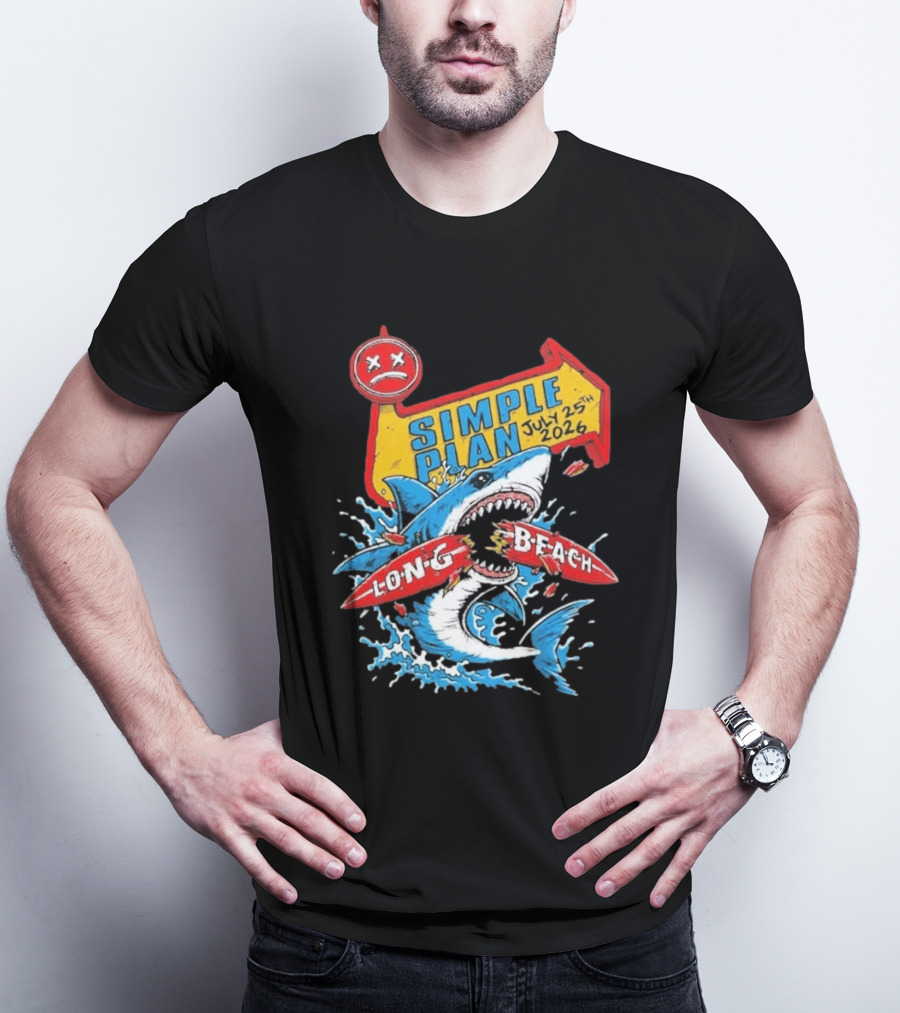 Simple Plan Shark Long Beach July 25 2026 T-Shirt