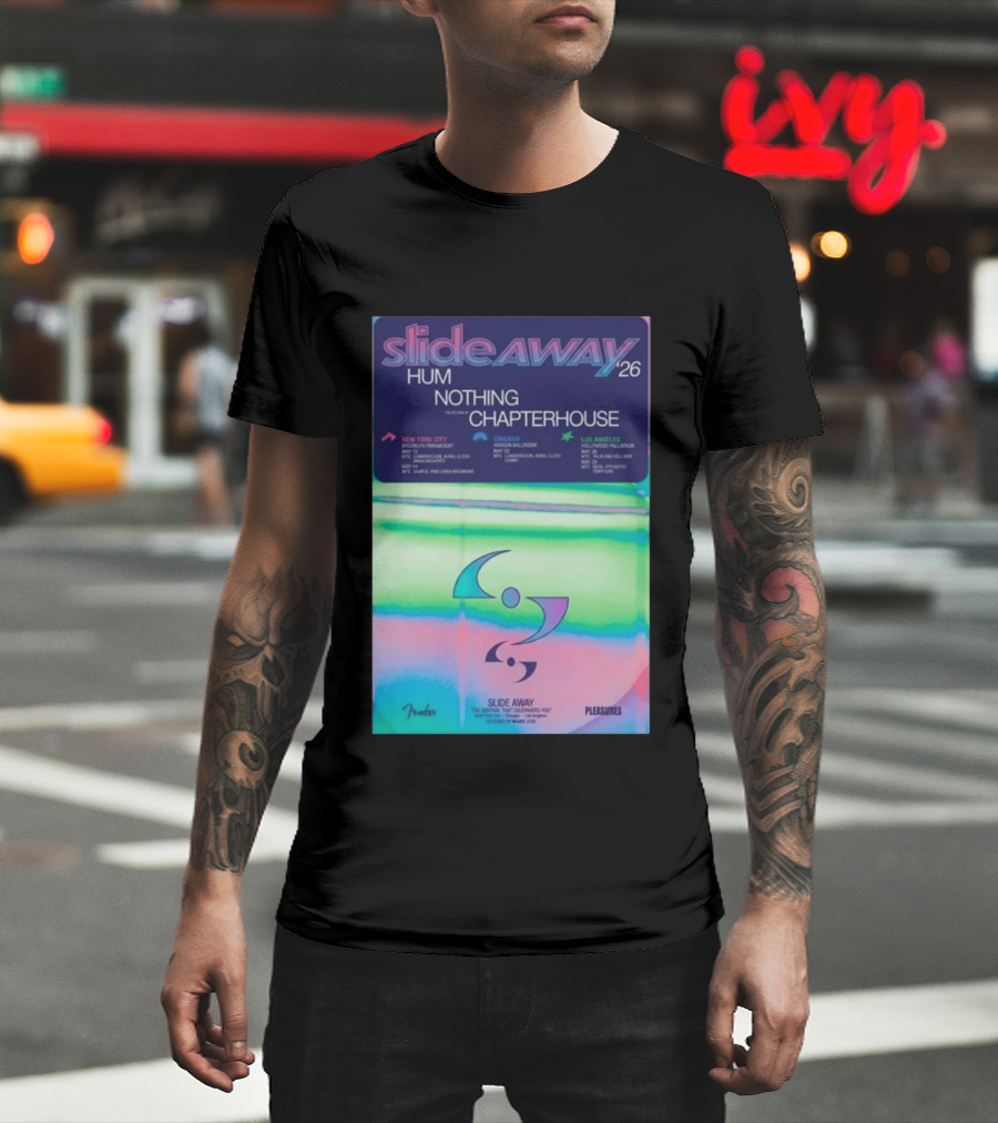 Slide Away 26 Tour Featuring Hum Nothing Chapterhouse May 2026 New York City Chicago Los Angeles T-Shirt