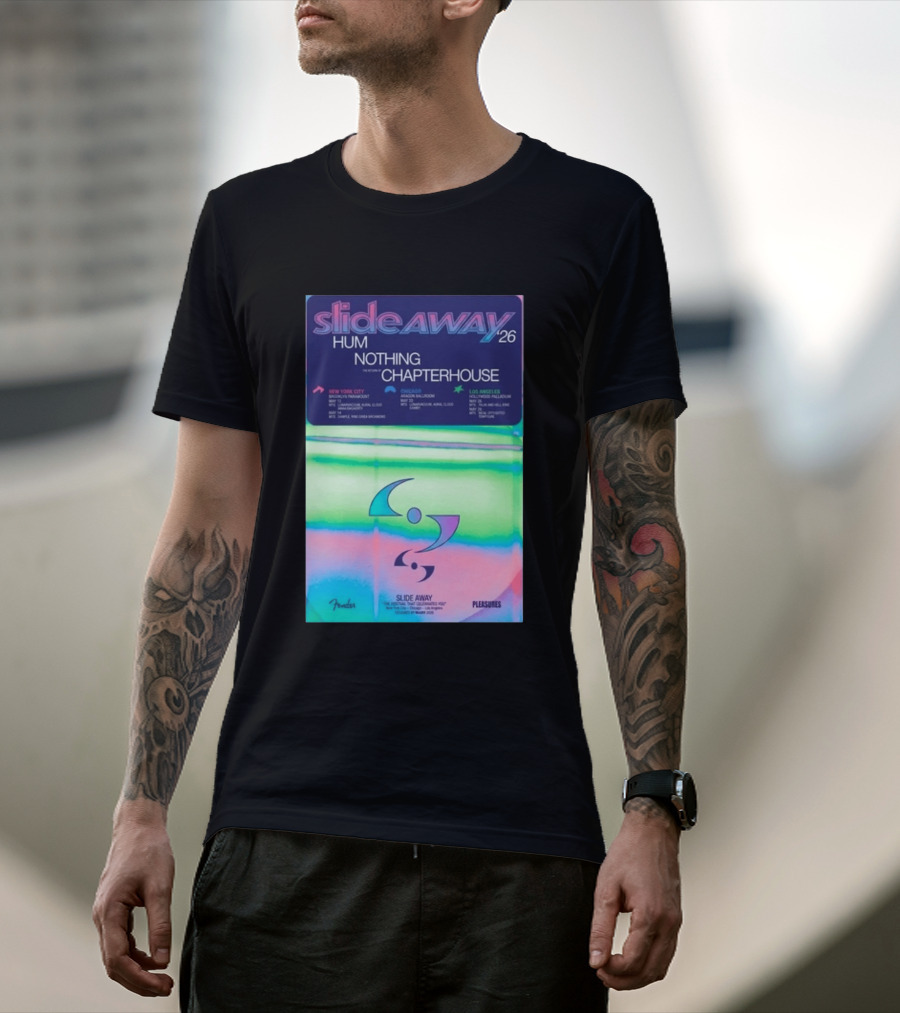 Slide Away 26 Tour Featuring Hum Nothing Chapterhouse May 2026 New York City Chicago Los Angeles T-Shirt
