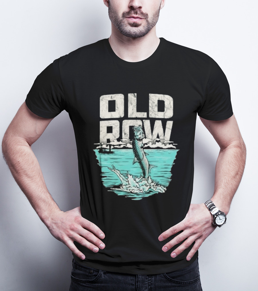 Old Row Tarpon Jumping Fishing Scene T-Shirt