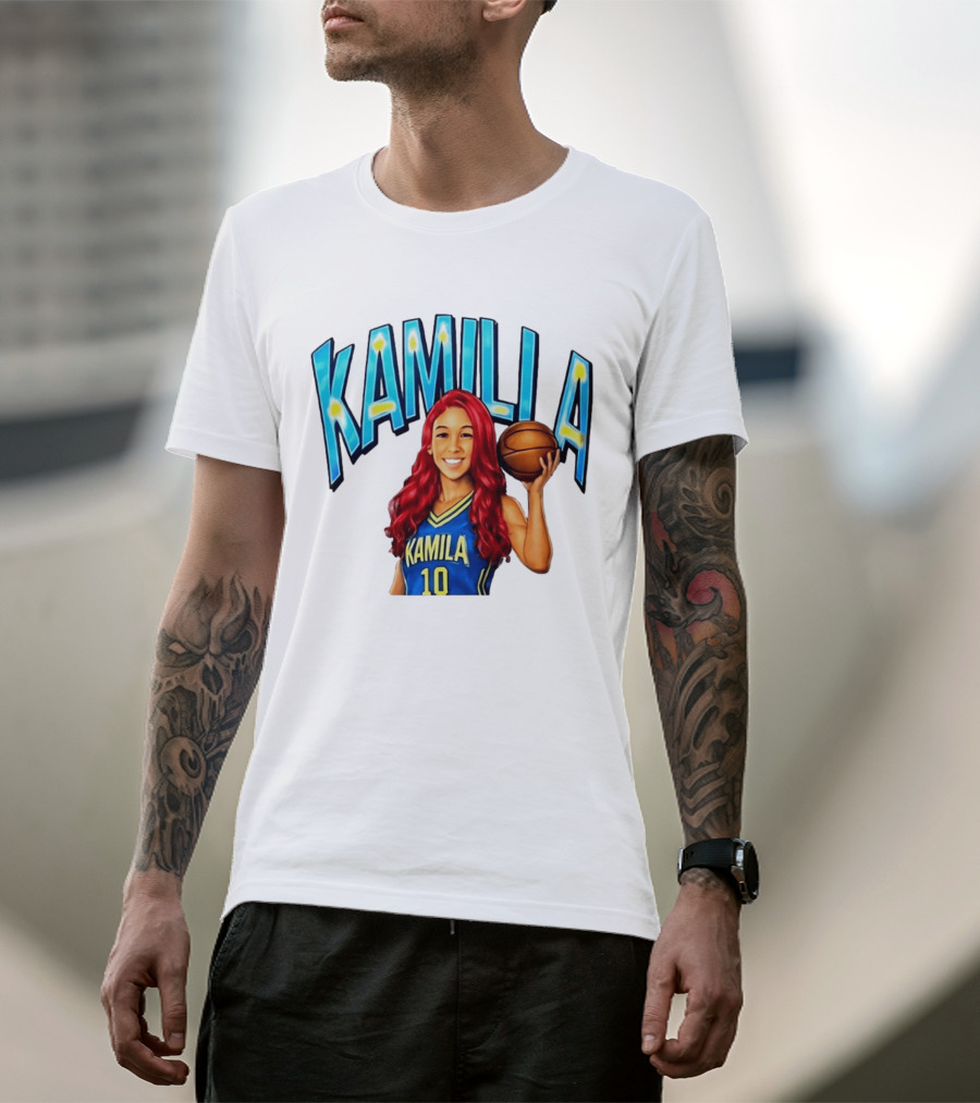 Kamilla Cardoso Basketball Art With Blue And Yellow Jersey T-Shirt