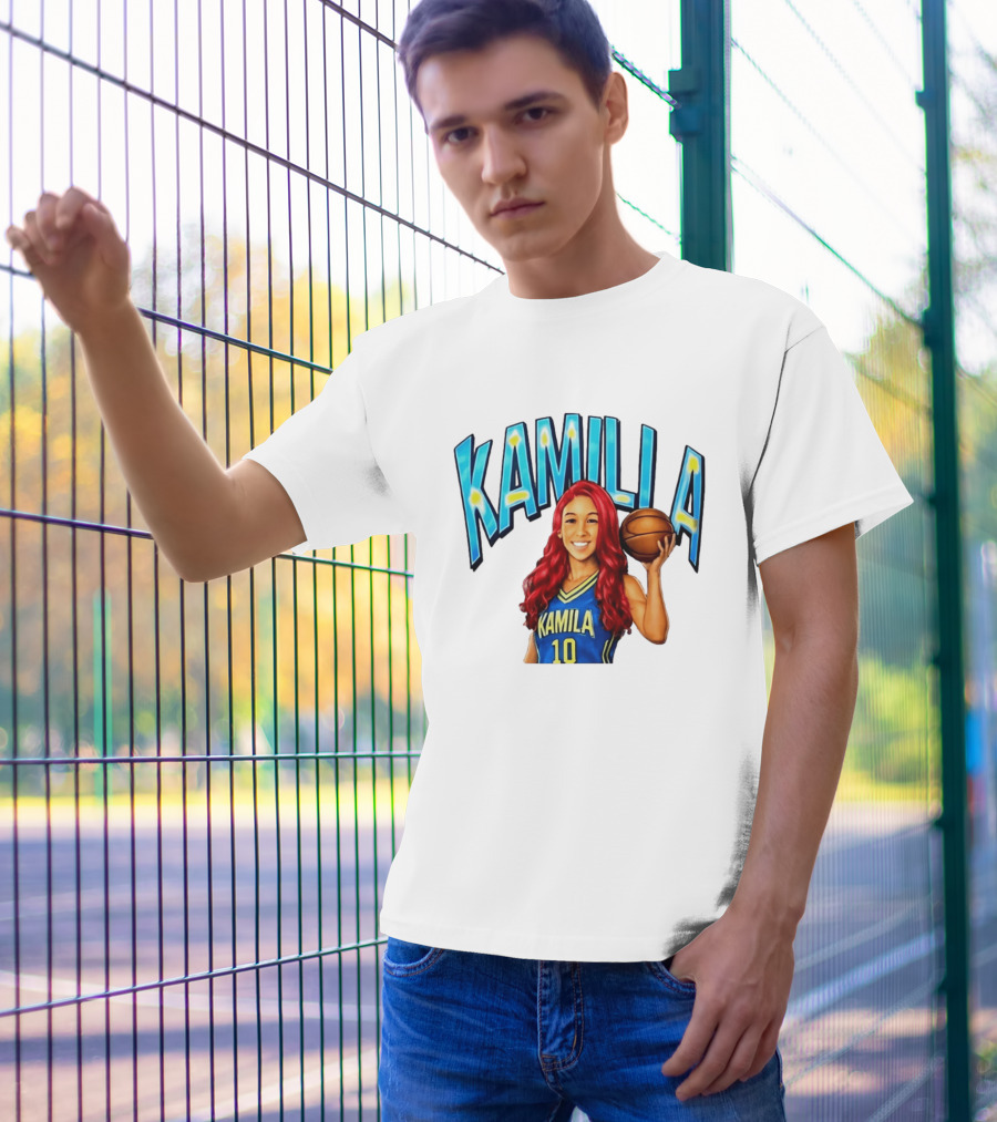 Kamilla Cardoso Basketball Art With Blue And Yellow Jersey T-Shirt