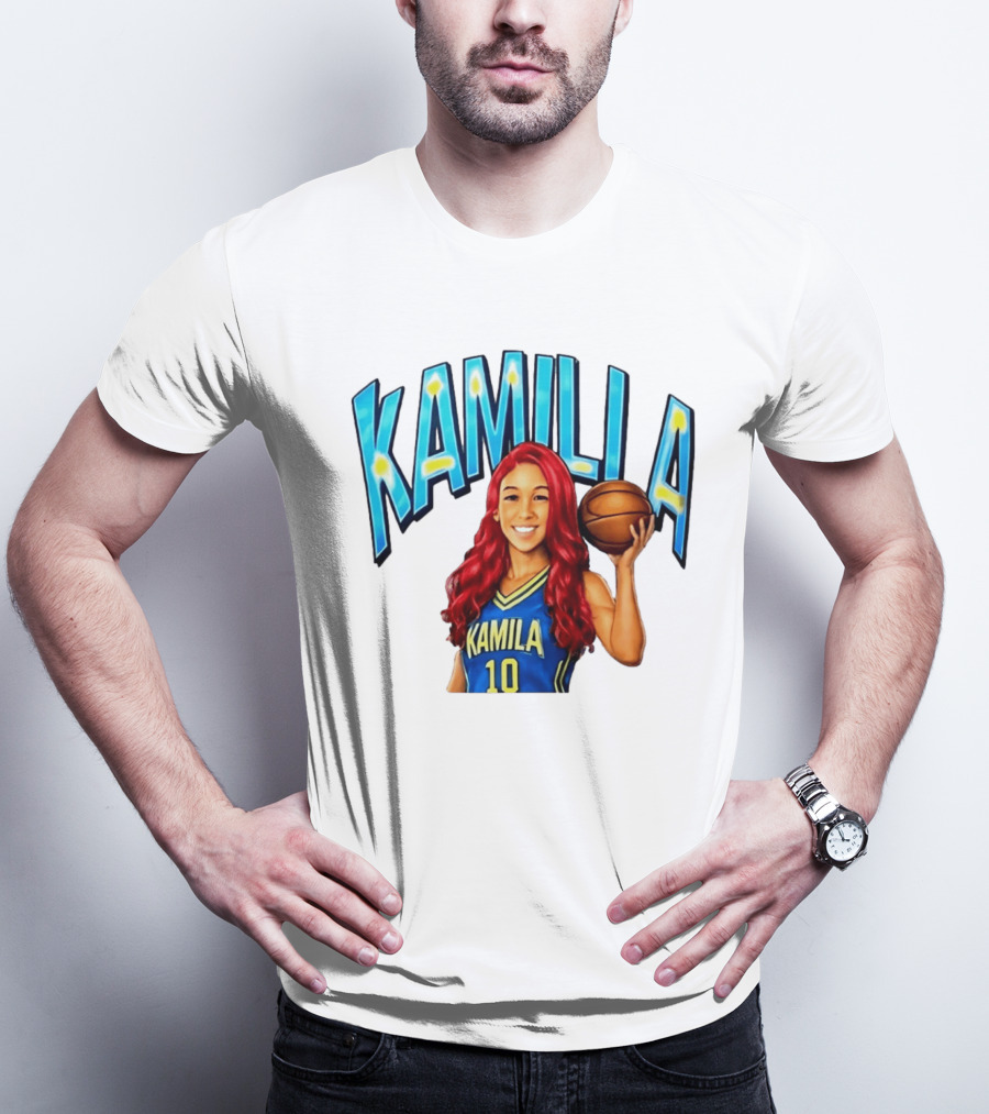 Kamilla Cardoso Basketball Art With Blue And Yellow Jersey T-Shirt