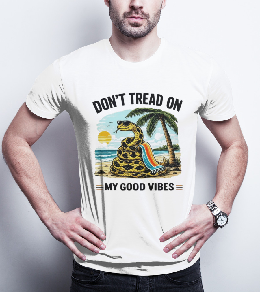 Don't Tread On My Good Vibes Beach Snake Palm Tree Summer T-Shirt