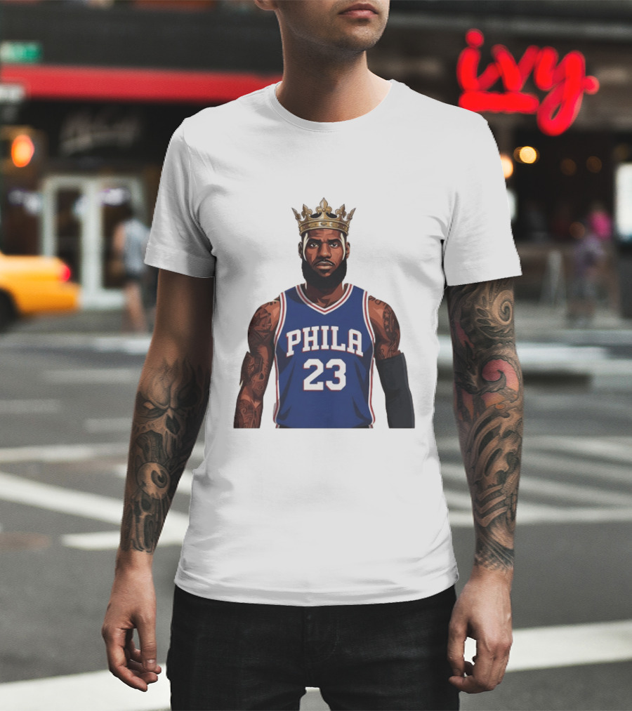LeBron James #23 Philadelphia 76ers King Phila Basketball T-Shirt