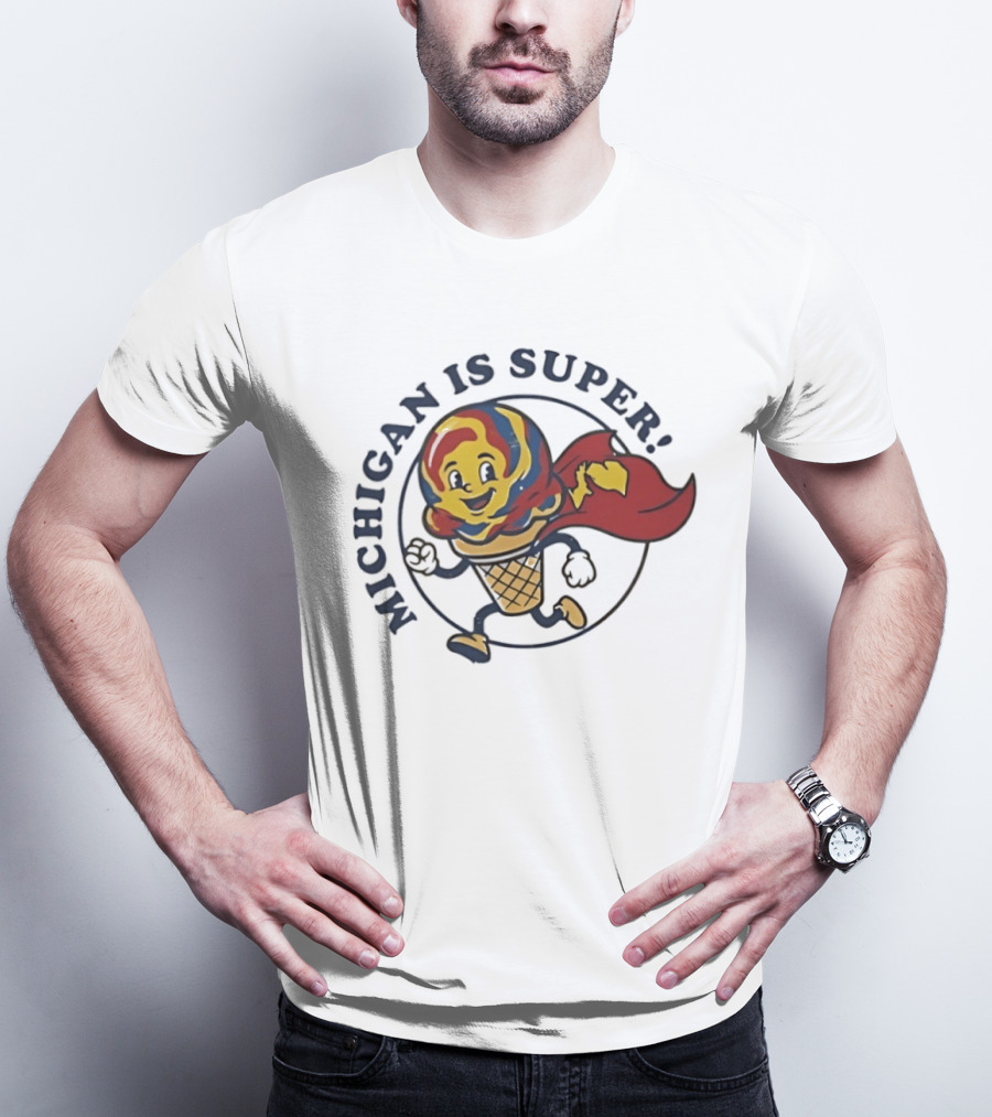 Michigan Is Super Superman Ice Cream Hero Cape Scoops T-Shirt