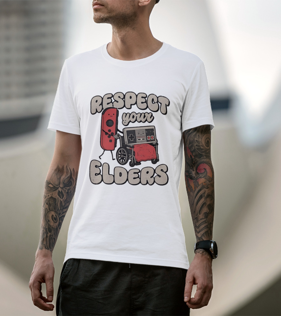 Respect Your Elders Retro Game Console Humor T-Shirt