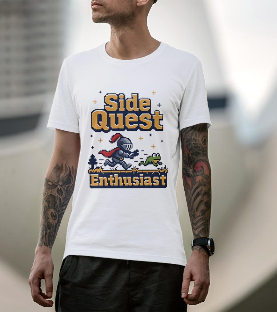Side Quest Enthusiast Knight Chasing Frog Adventure T-Shirt