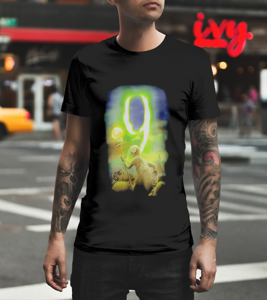 9 Movie Iconic Character With Light Bulb Staff And Gas Mask T-Shirt