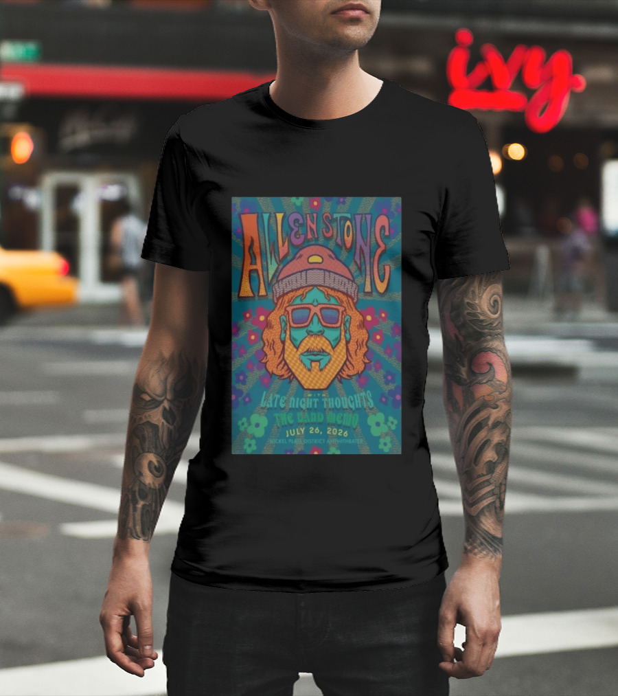 Allen Stone Fishers Indiana Late Night Thoughts The Band Memo July 26 2026 Nickel Plate District Amphitheater T-Shirt