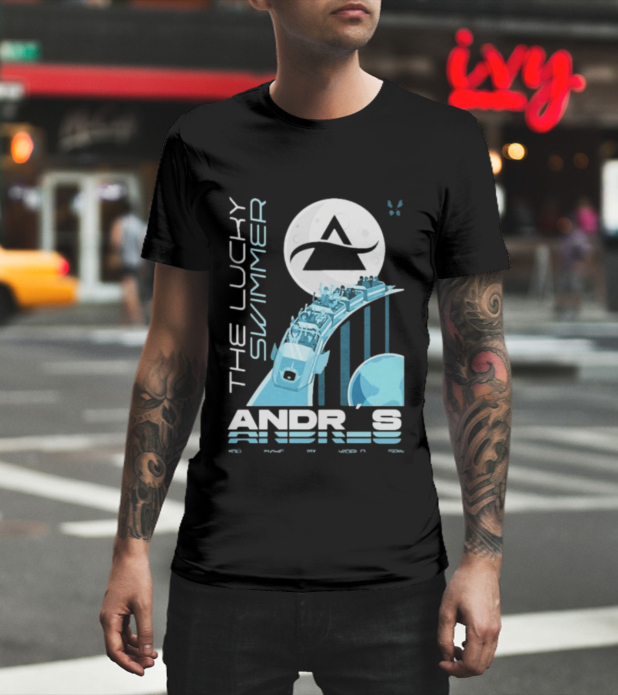 The Lucky Swimmer Andrés Roller Adventure Moon T-Shirt