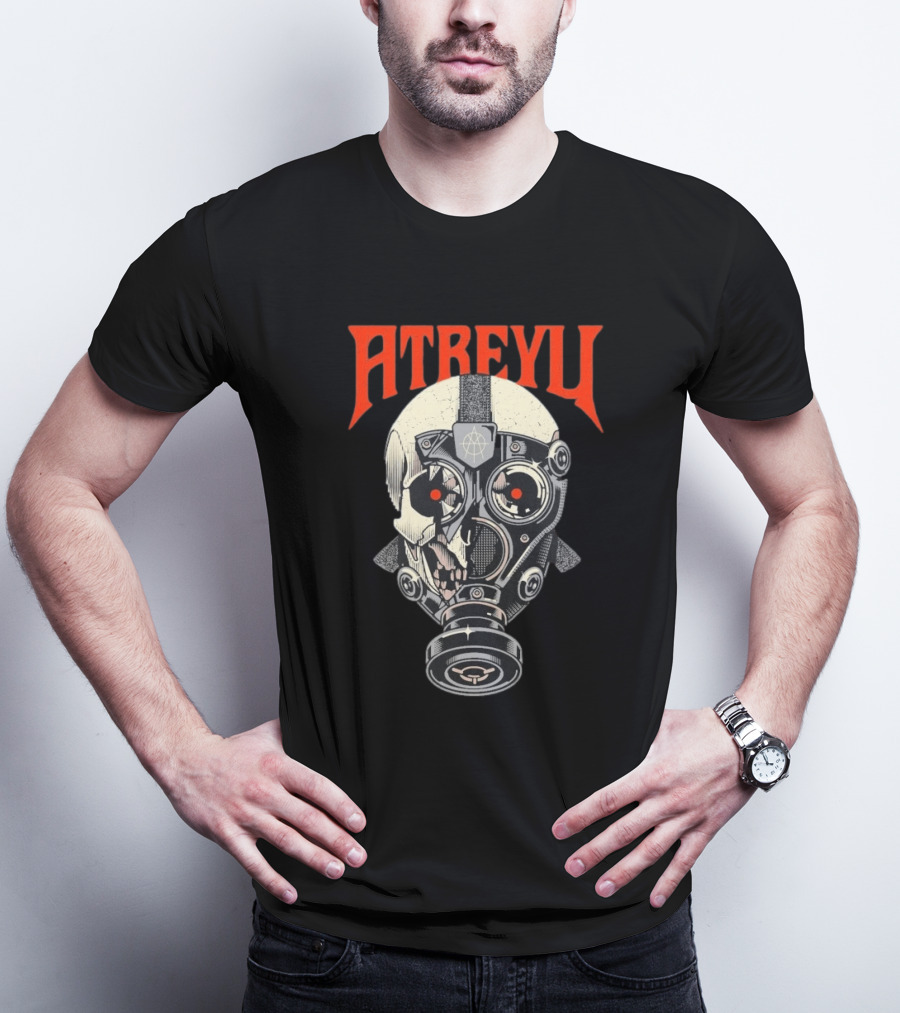 Atreyu Skull Gas Mask With Red Eyes T-Shirt