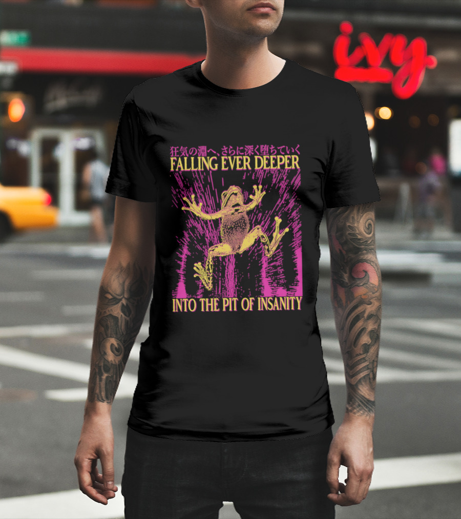 Falling Ever Deeper Into The Pit Of Insanity Frog Neon Burst Japanese T-Shirt