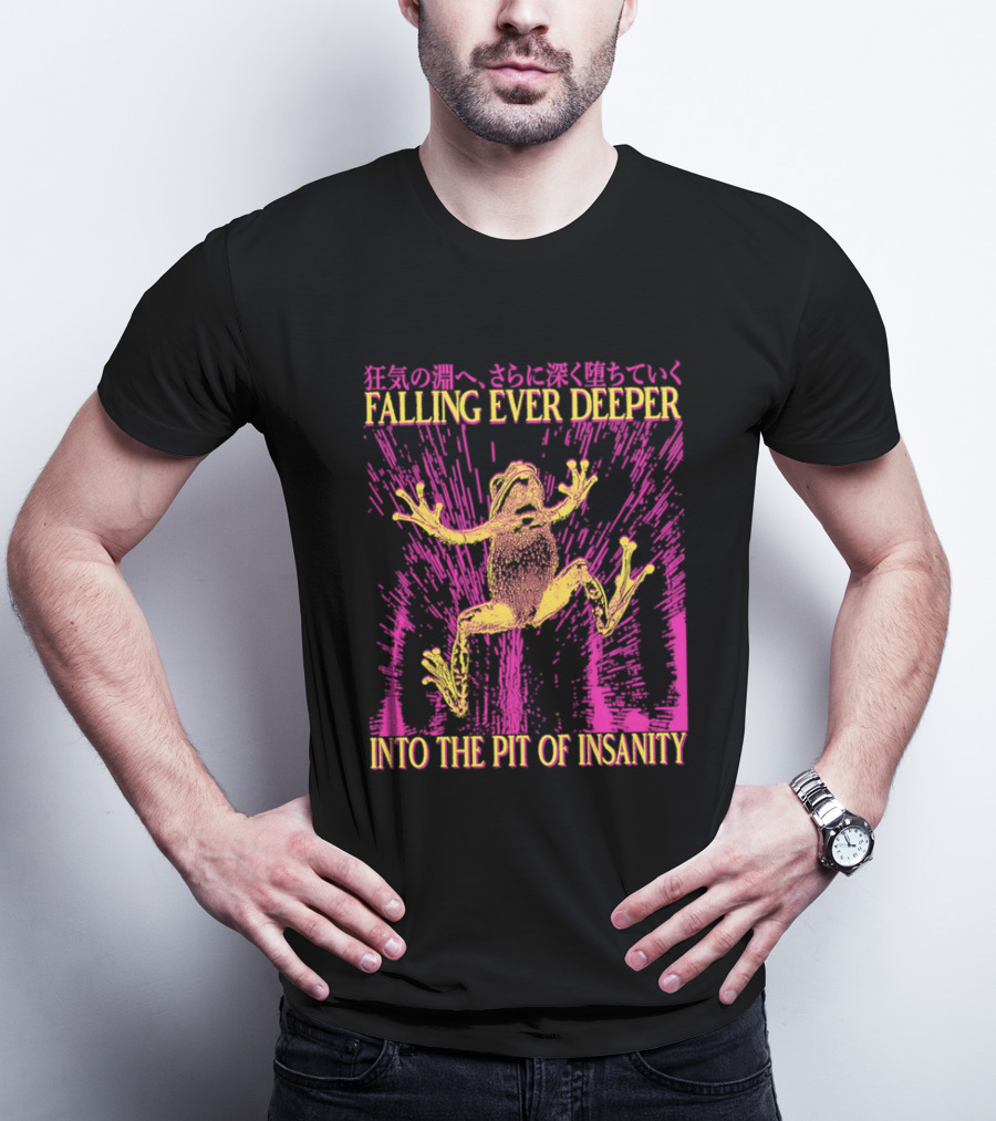 Falling Ever Deeper Into The Pit Of Insanity Frog Neon Burst Japanese T-Shirt