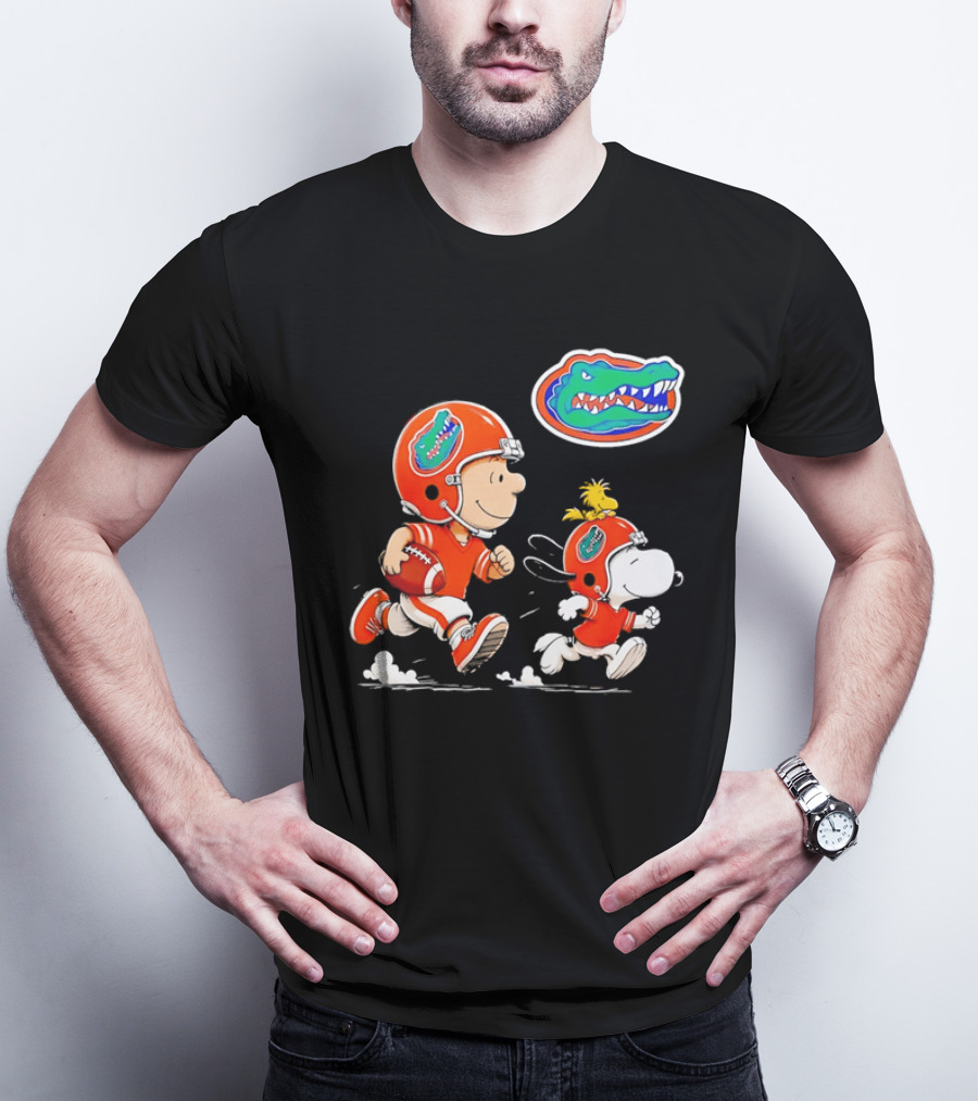 Charlie Brown Snoopy Florida Gators Football Running Kids T-Shirt