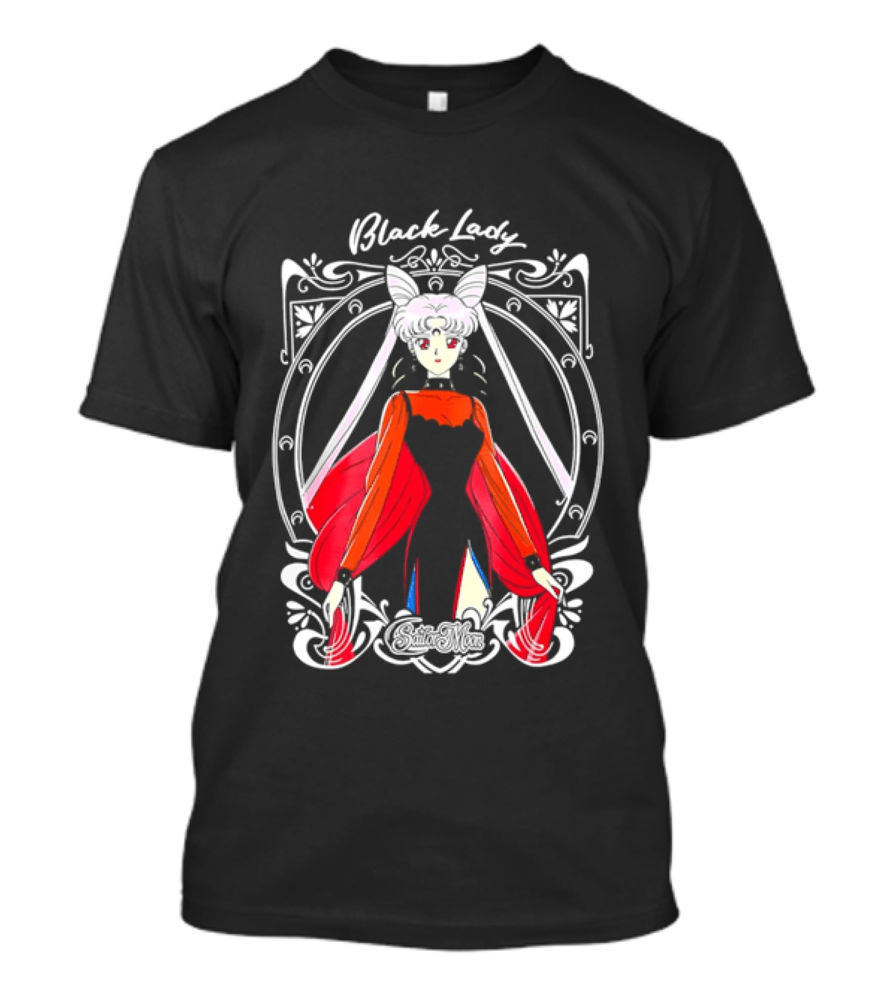 Black Lady Sailor Moon Anime Character Art Nouveau T-Shirt